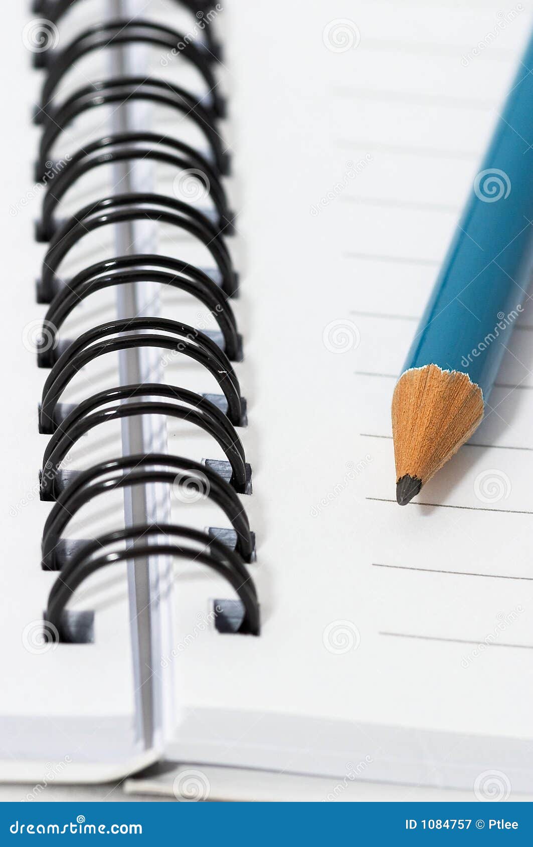 Empty Blank Ring, Spiral Notepad, Blue Pencil Stock Image - Image of ...