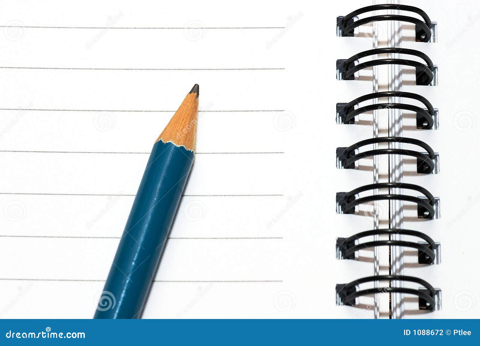 Empty Blank Ring, Spiral Notepad, Blue Pencil Stock Photo - Image of ...