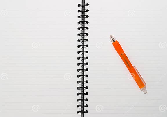 Empty Blank Ring, Spiral Notepad, One Orange Pen Stock Photo - Image of ...