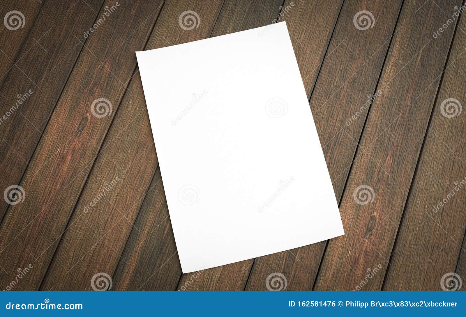 Empty Blank Sheet Isolated on Wood Background To Replace Your Design 3d ...