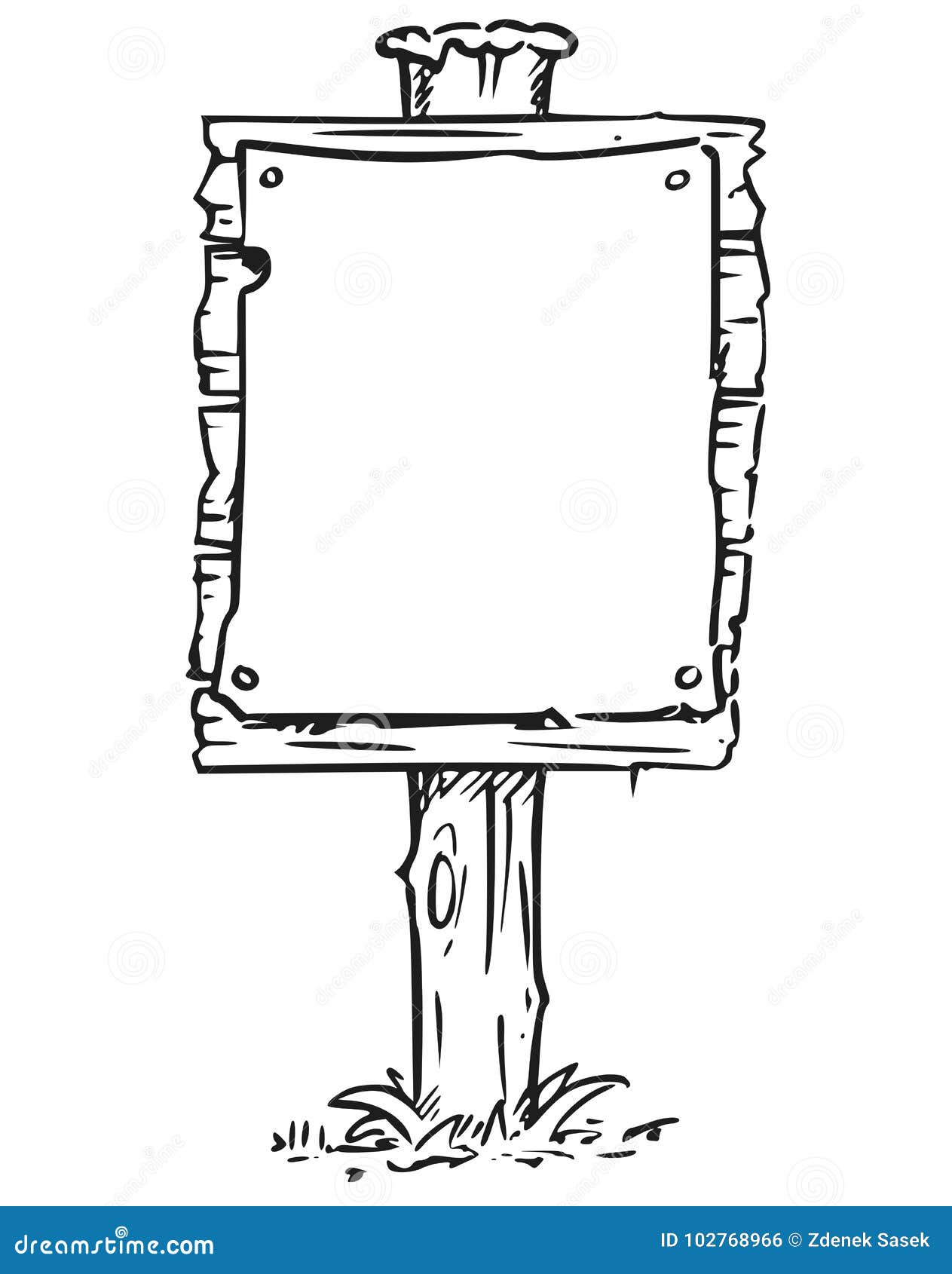 Empty Blank Sign Board Drawing Stock Vector - Illustration of drawing ...