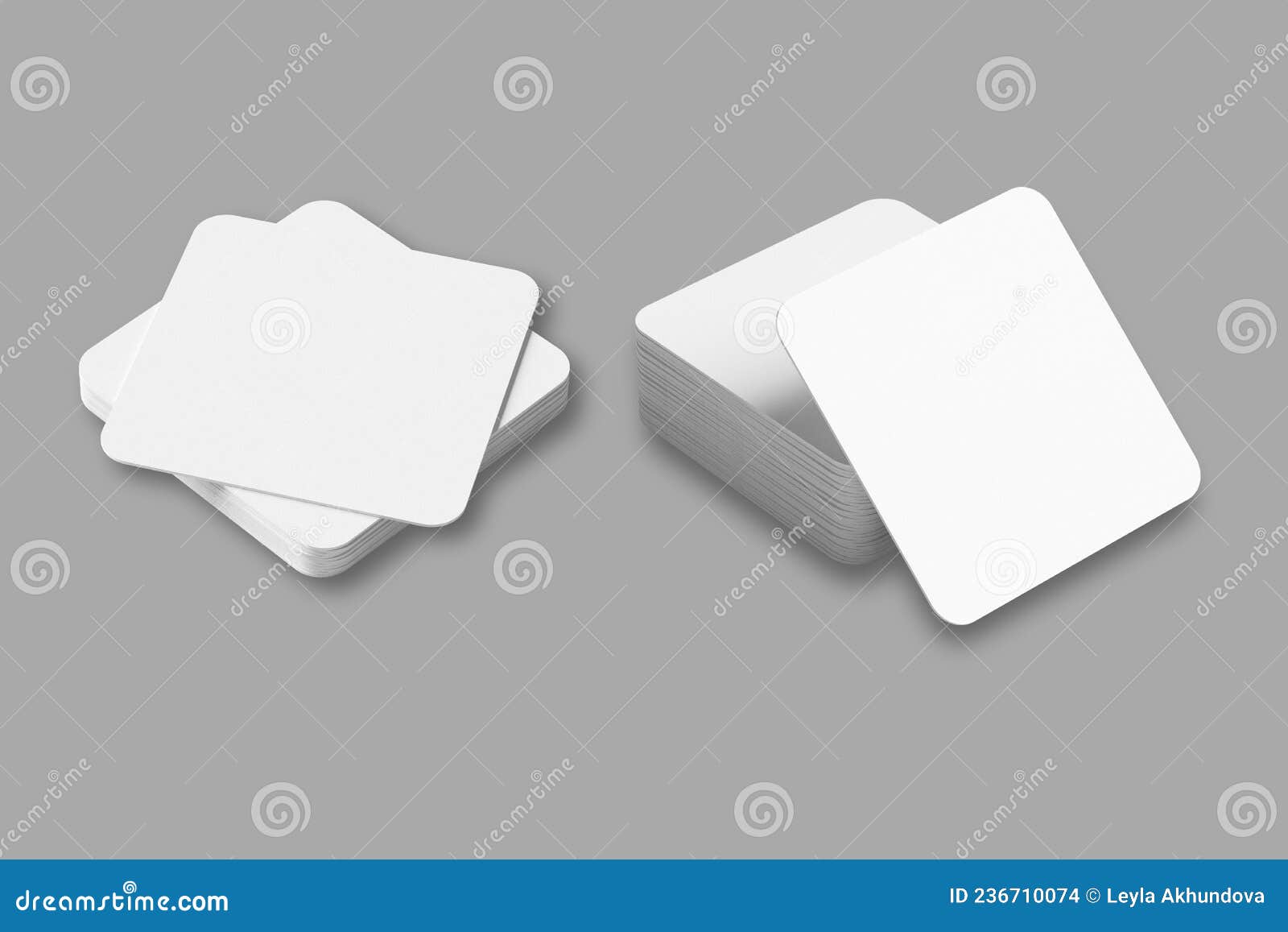 Empty Blank Square Coasters Mock Up Isolated on a Grey Background ...