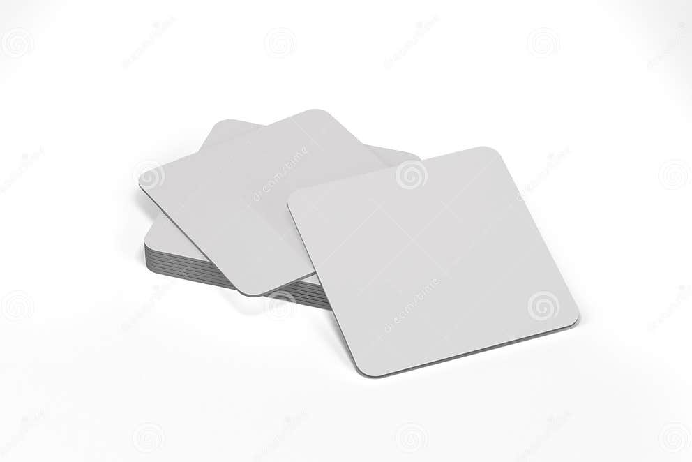 Empty Blank Square Coasters Mock Up Isolated on White Stock ...
