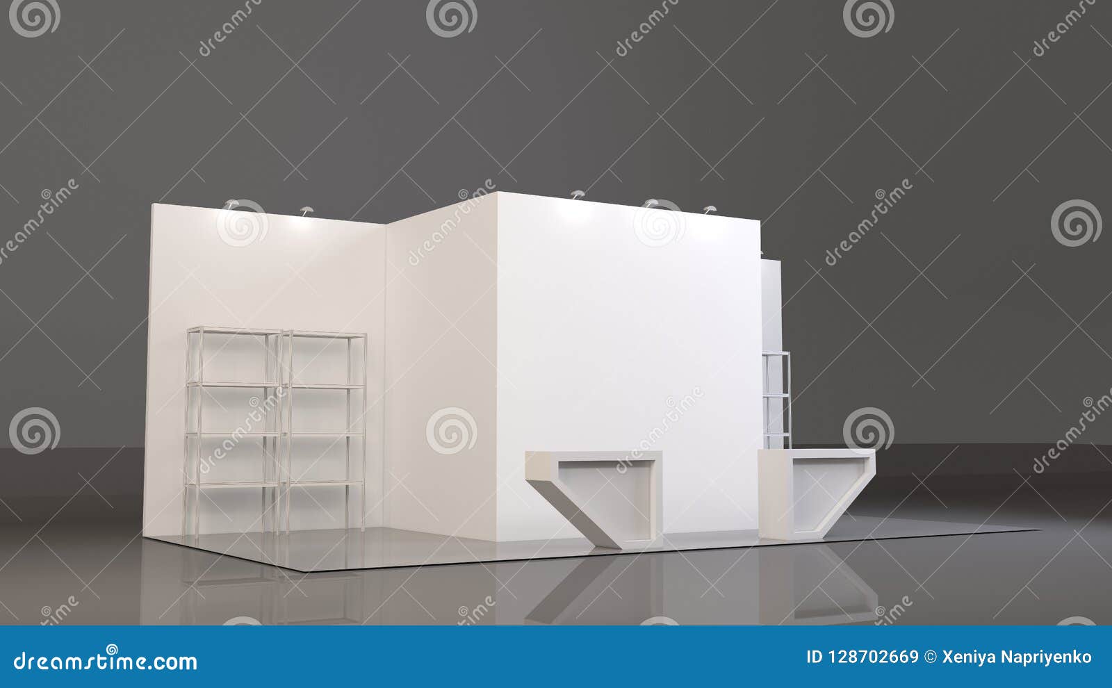 Empty Blank Stand Booth Mock-up Template. 3D Rendering Stock ...