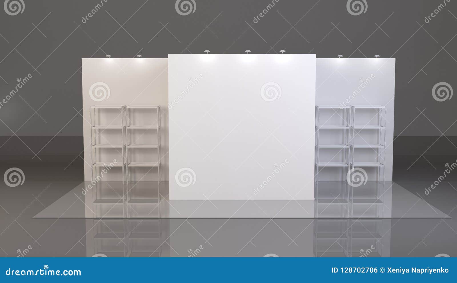 Empty Blank Stand Booth Mock-up Template. 3D Rendering Stock ...