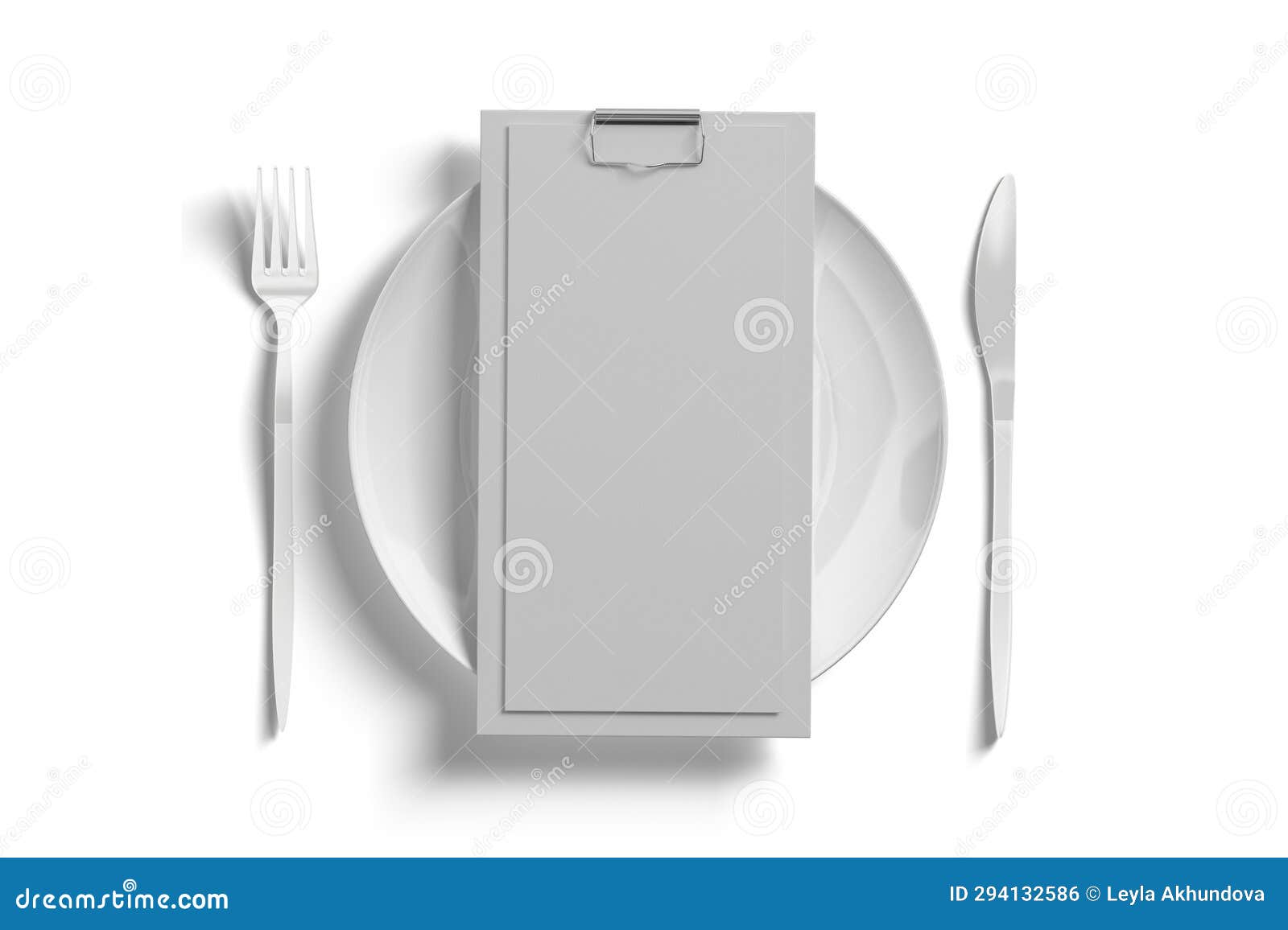 Empty Blank Table Setting with Menu. Mockup Isolated on White ...