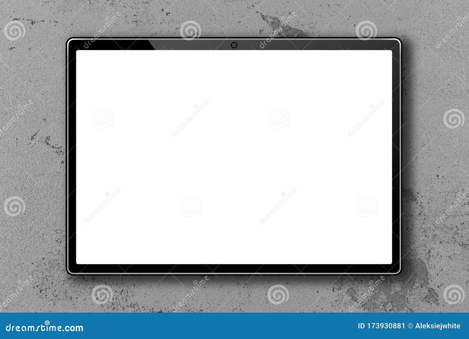 Empty Blank Tablet Screen on Concrete Wall, 3D Rendering Stock ...