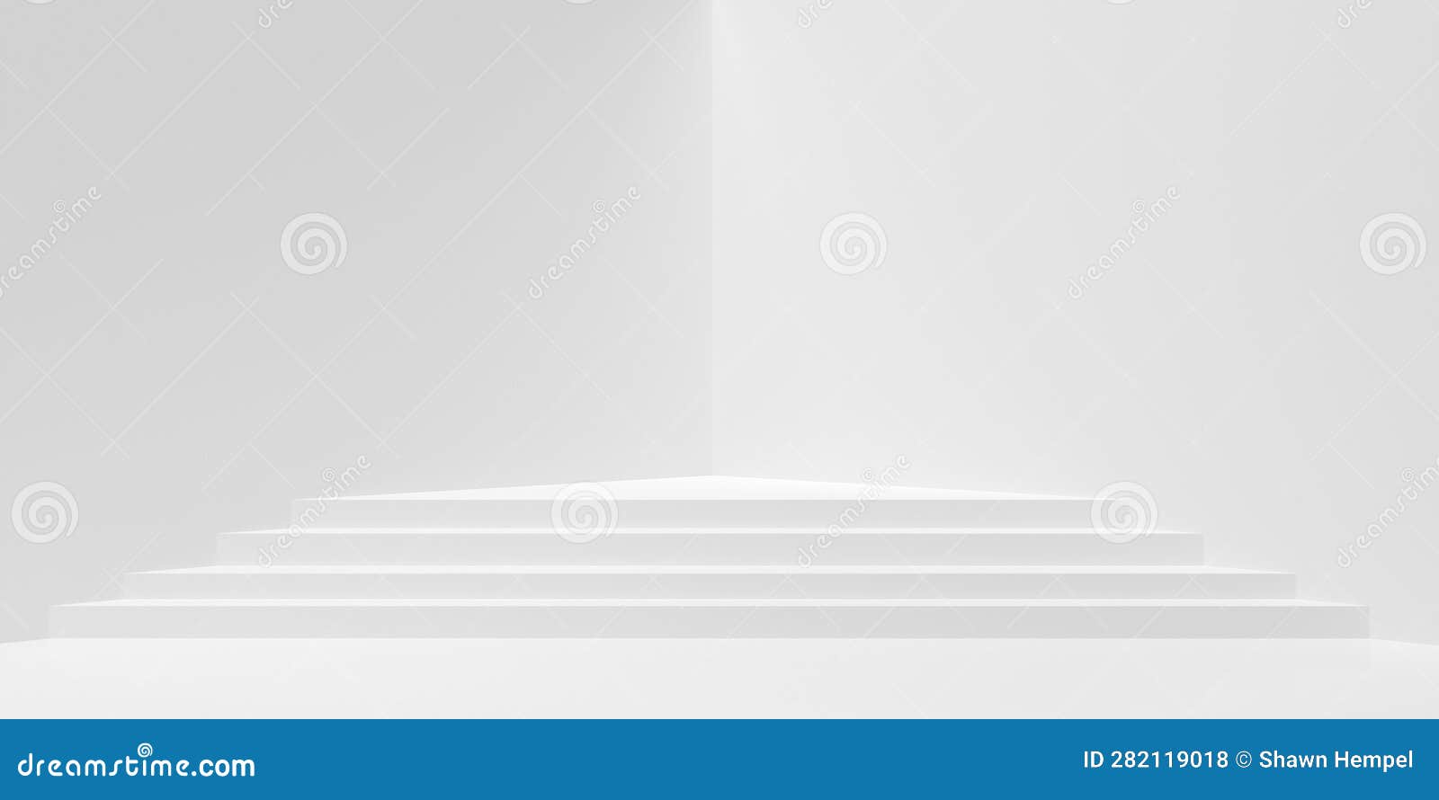 Empty, Blank Triangle Dais or Platform Steps in White Room Background ...