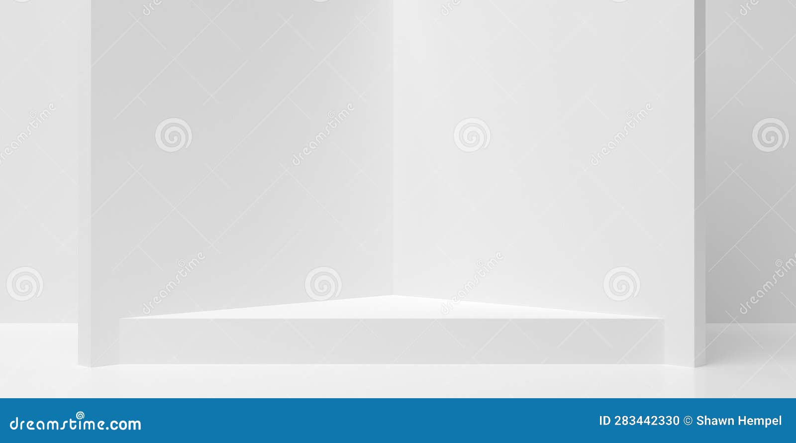 Empty, Blank Triangle Dais or Platform in White Room Background with ...