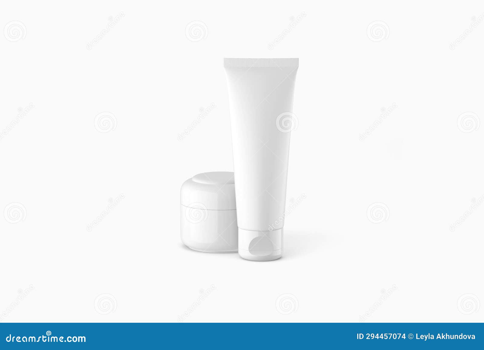 Empty Blank White Cream Jar and Tube Mockup Isolated on White ...