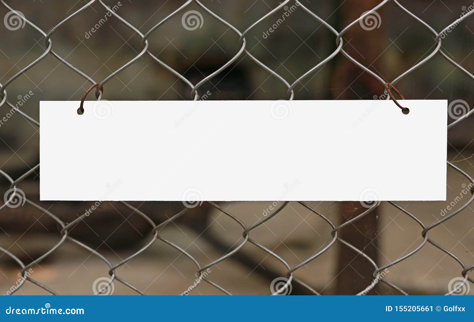 Empty Blank White Label Hanging on Mesh Fence Stock Image - Image of ...