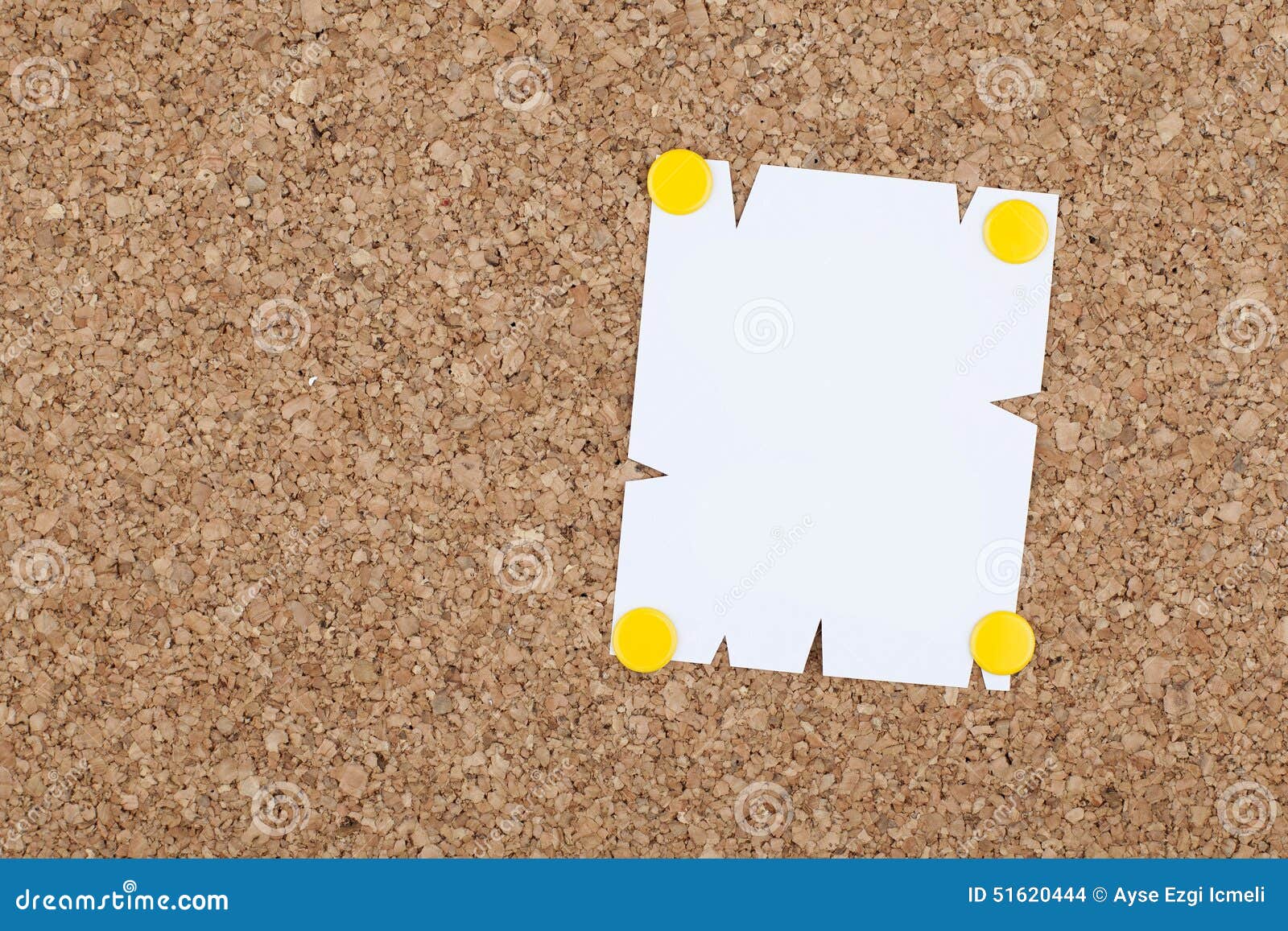 Empty Blank White Note Paper on Bulletin Board Stock Photo - Image of ...