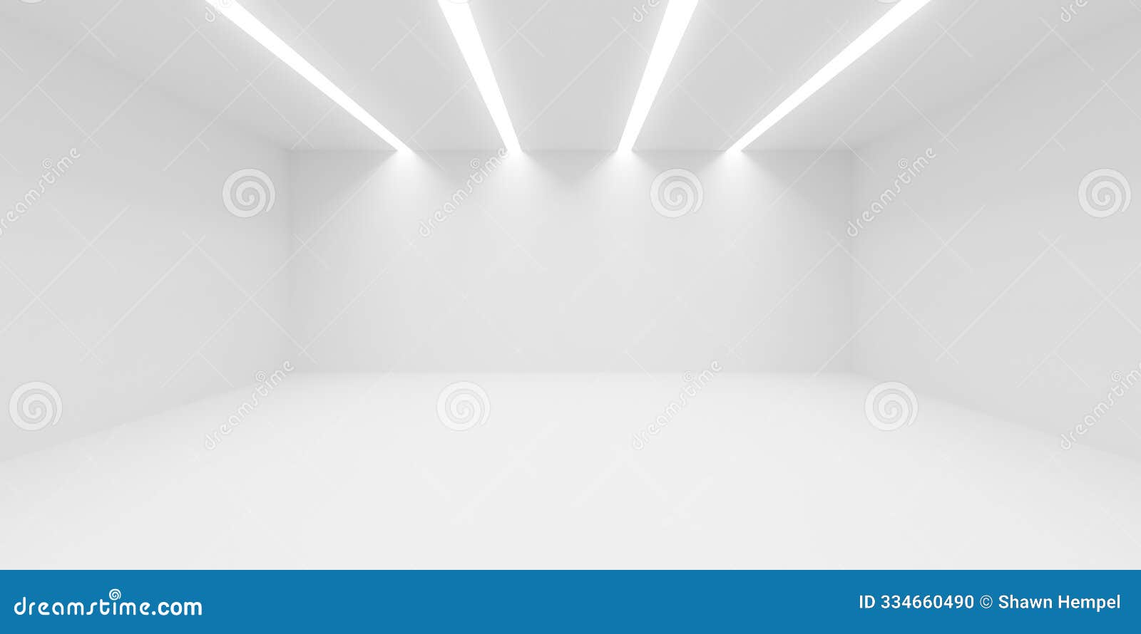 Empty, Blank White Room with Multiple Vertical Light Slit Openings in ...
