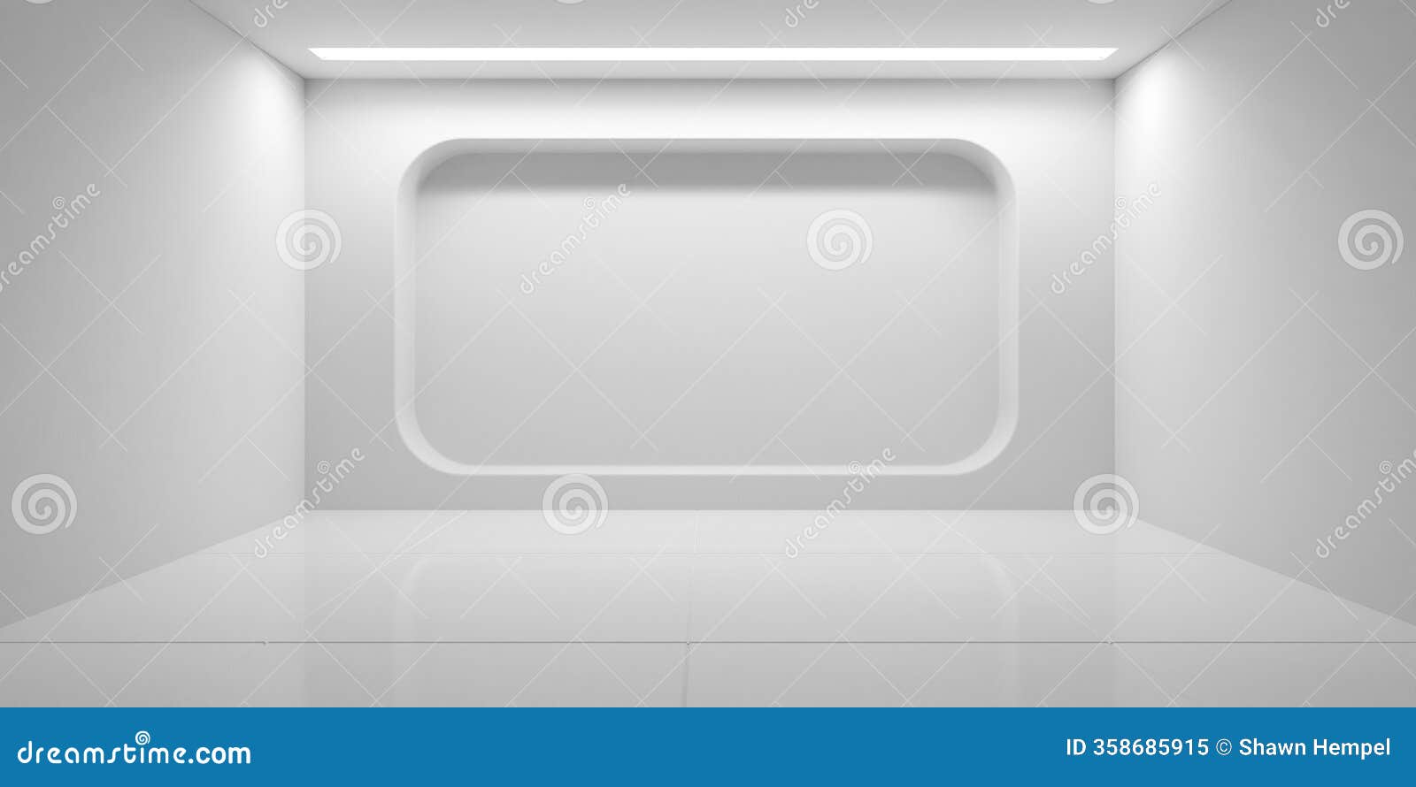 Empty, Blank White Room With Rounded Recess In The Back Wall And Inset ...