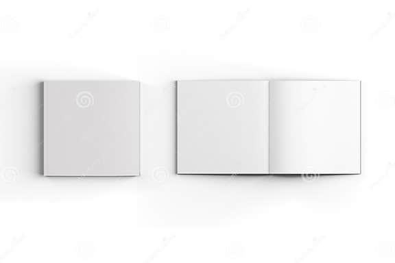 Empty Blank White Square Catalog Booklet with Staples Mockup Template ...