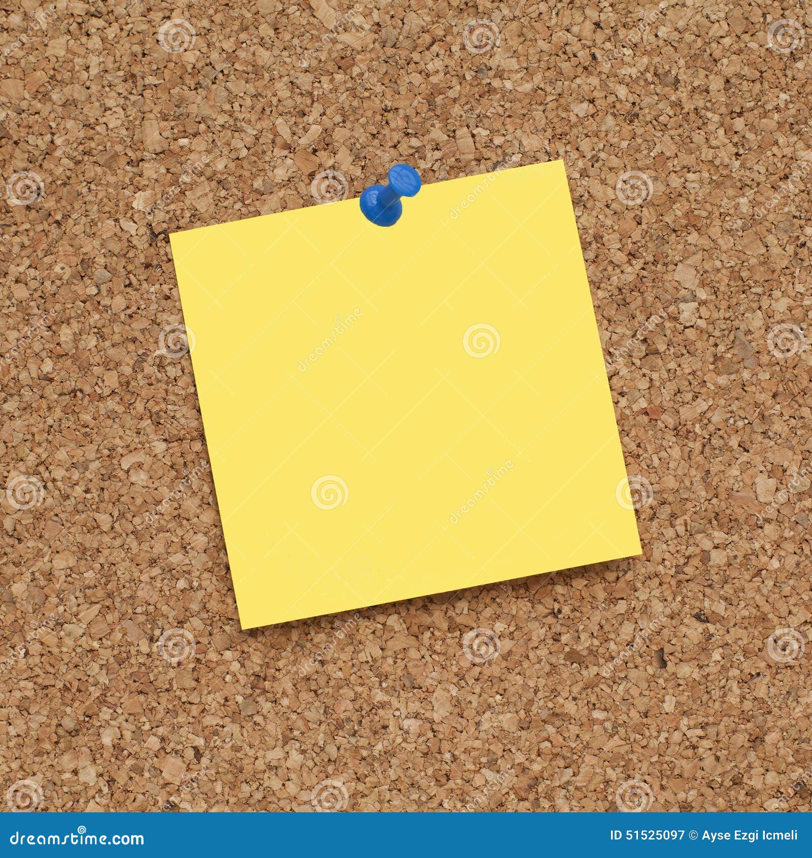 Empty Blank Yellow Adhesive Note Paper on Bulletin Board Stock Image ...