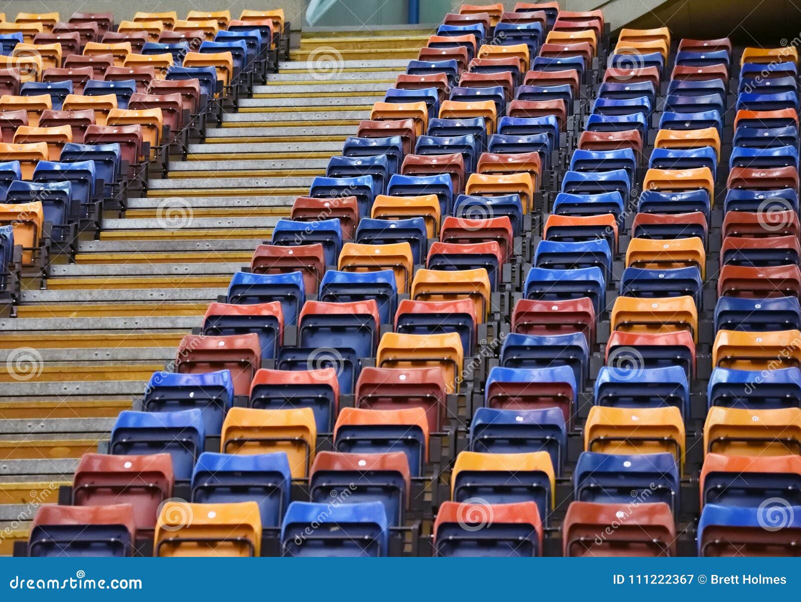 Empty Bleacher Seats in Gymnasium Stock Image - Image of orange, fixed ...