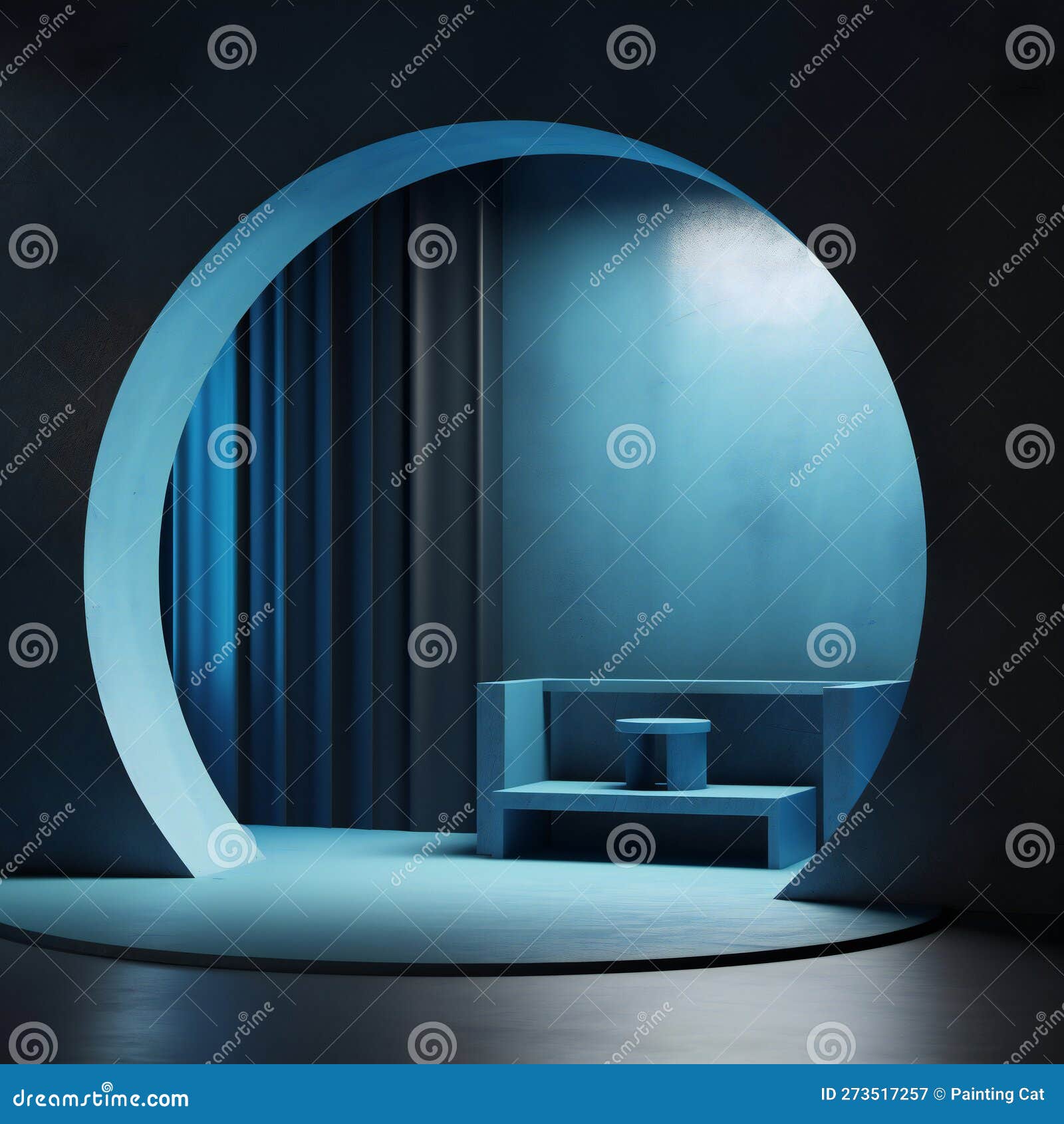 Empty Blue Background and Potlight, Arts & Architecture, Indoor Stock ...