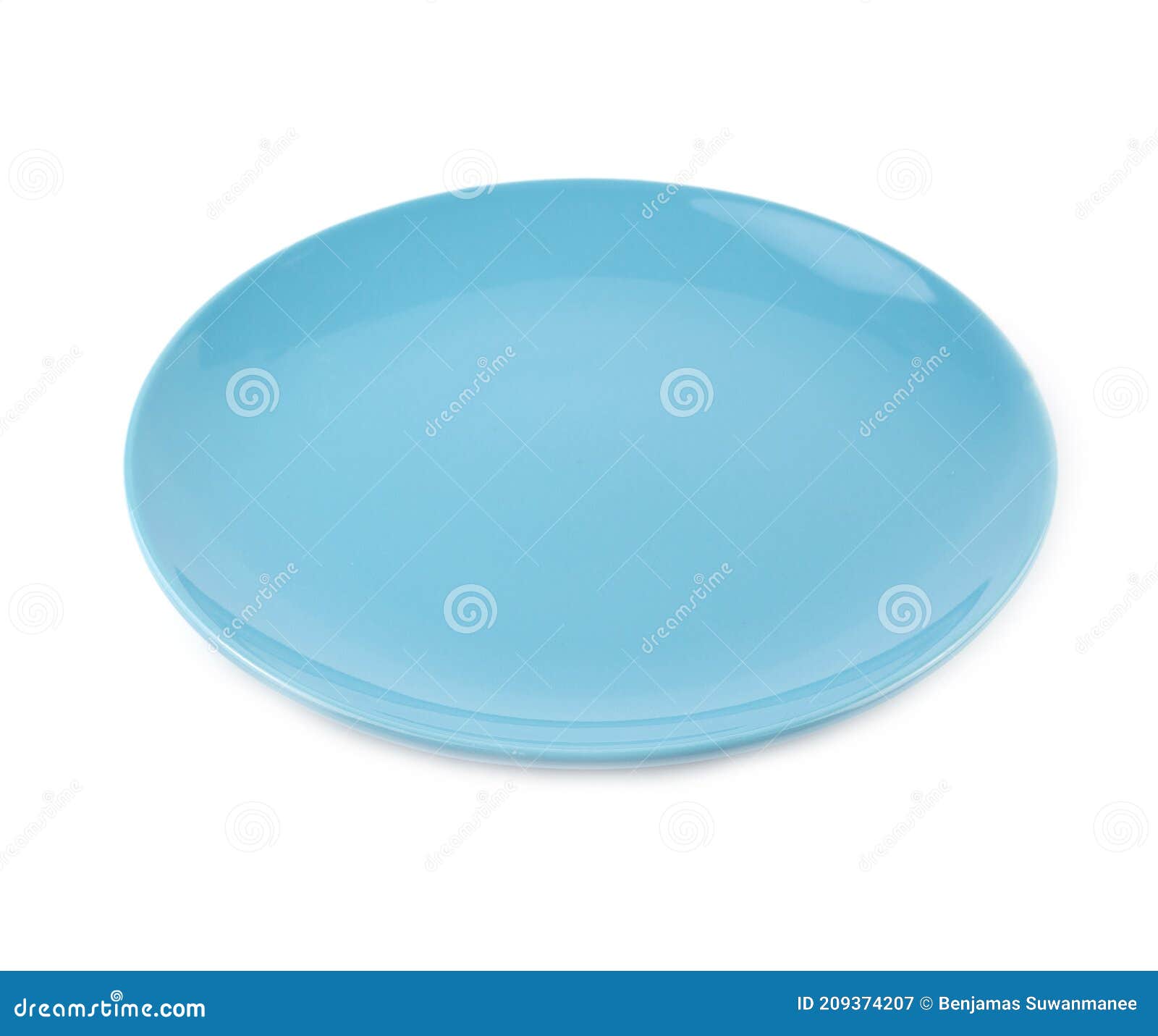 Empty Blue Ceramic Plate , Side View, Isolated on a White Background ...