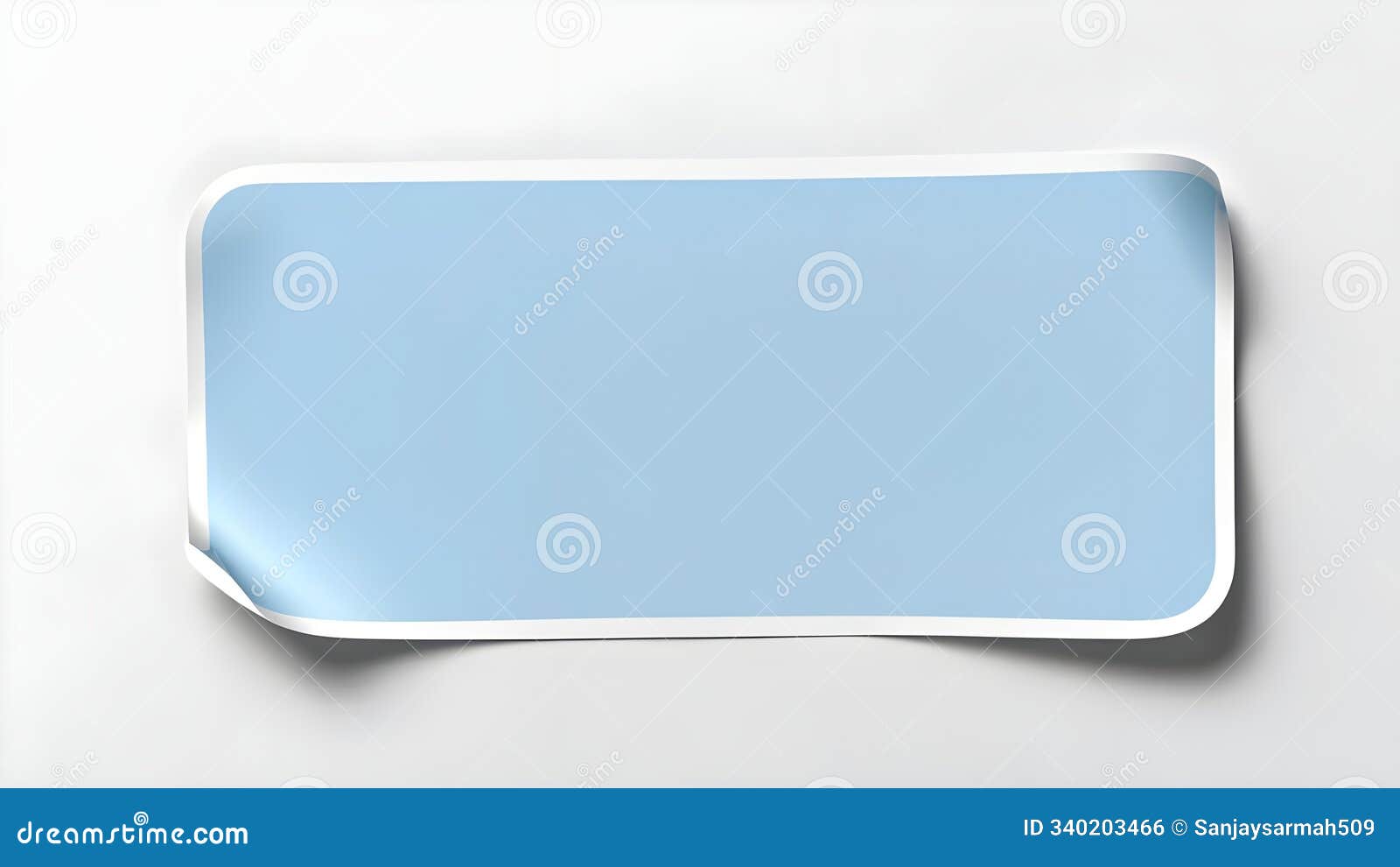 An Empty Blue Color Rectangular Shape Sticker is Attached on a White ...