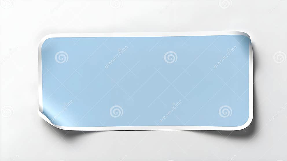 An Empty Blue Color Rectangular Shape Sticker is Attached on a White ...