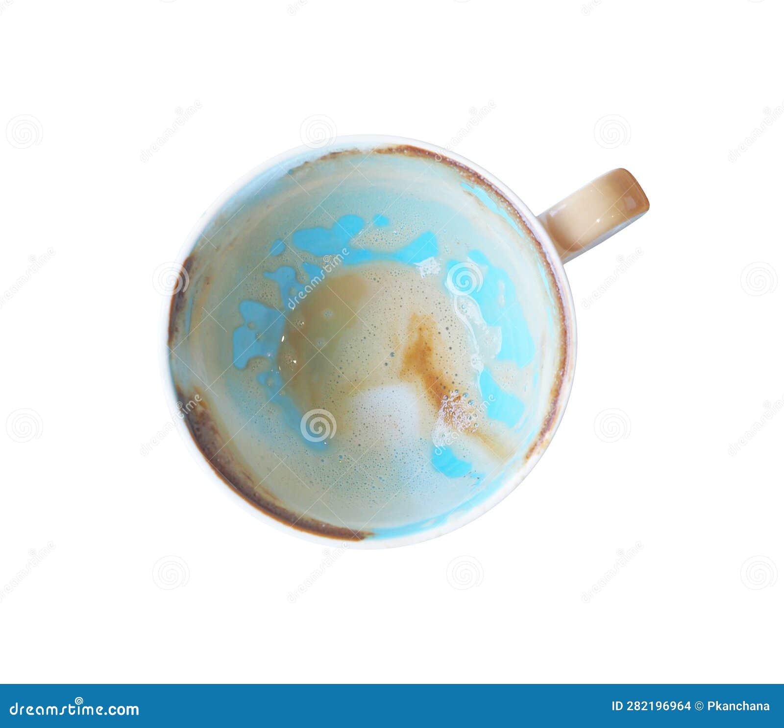 Empty Blue Cup of Coffee after Drinking on Wooden Table Stock Photo ...