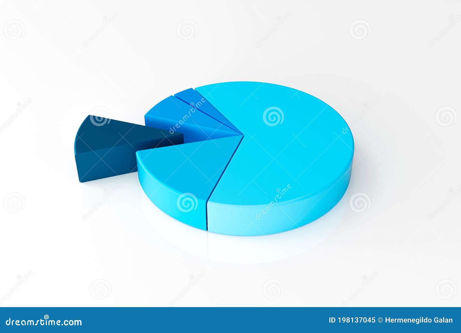 Empty Blue 3D Pie Chart Whit White Background Stock Illustration ...
