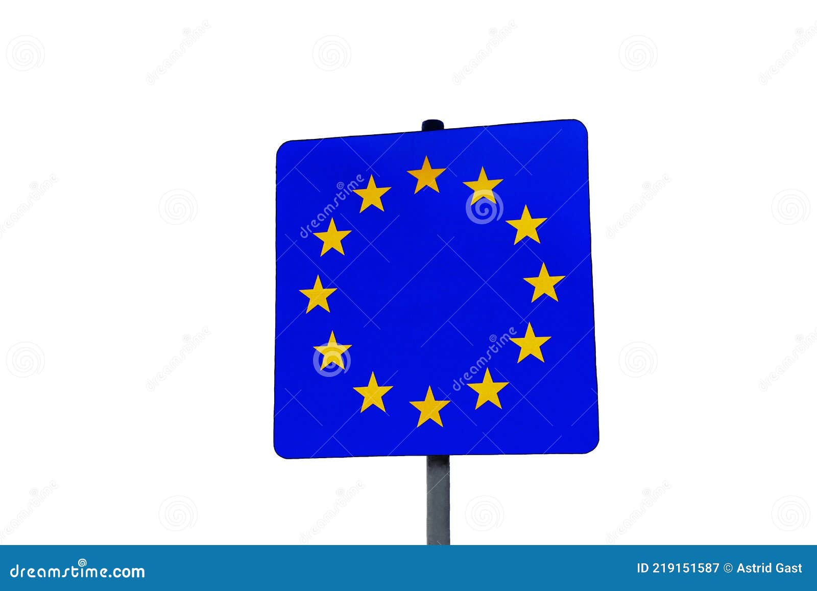 An Empty Blue Europe Border Sign Against White Background Stock Image ...