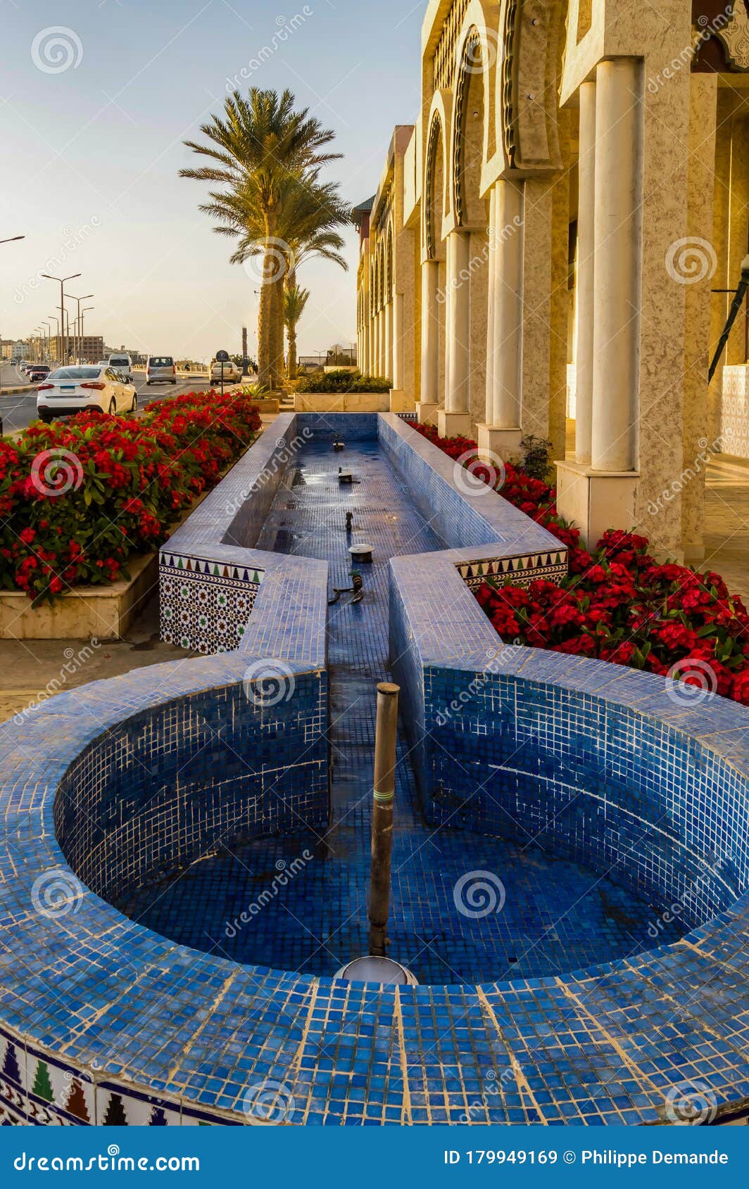 Empty Blue Fountain in Front Stock Image - Image of closeup, hurghada ...