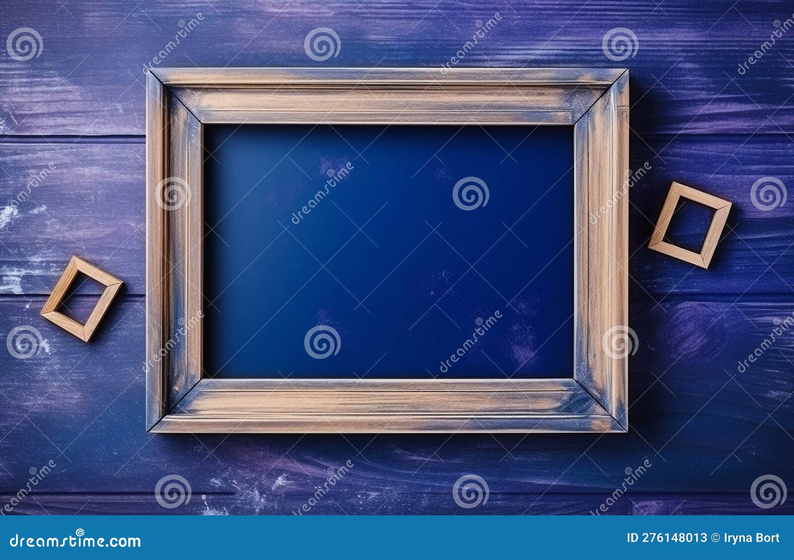 Empty Blue Frame Mock Up. Generative Ai Image Stock Illustration ...