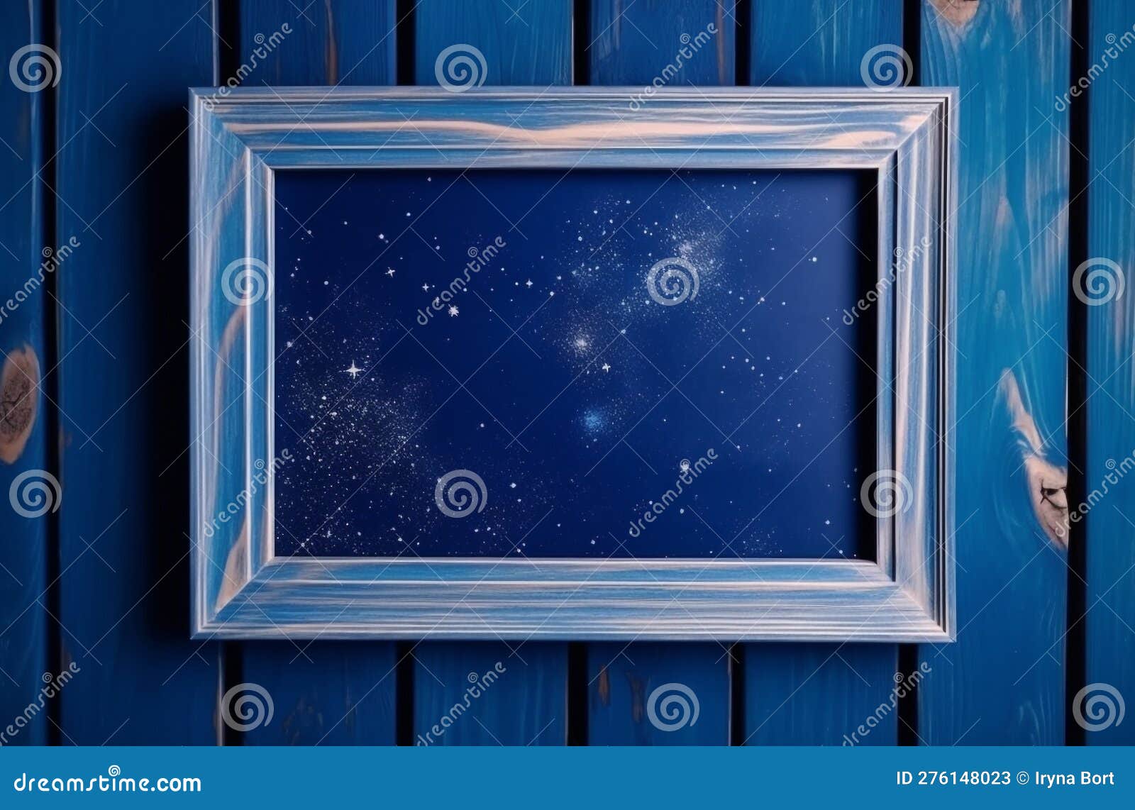 Empty Blue Frame Mock Up. Generative Ai Image Stock Illustration ...