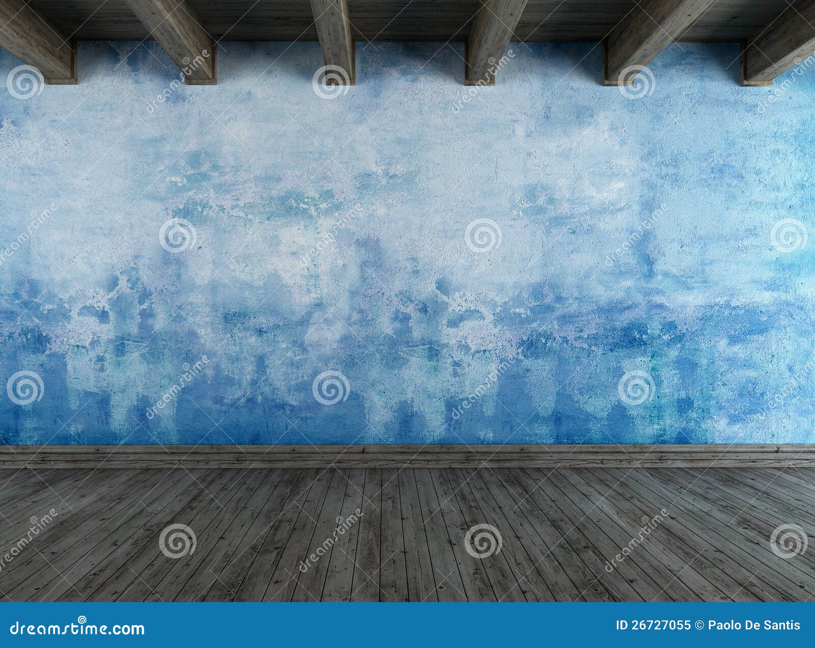 Empty blue grunge room stock illustration. Illustration of ceiling ...
