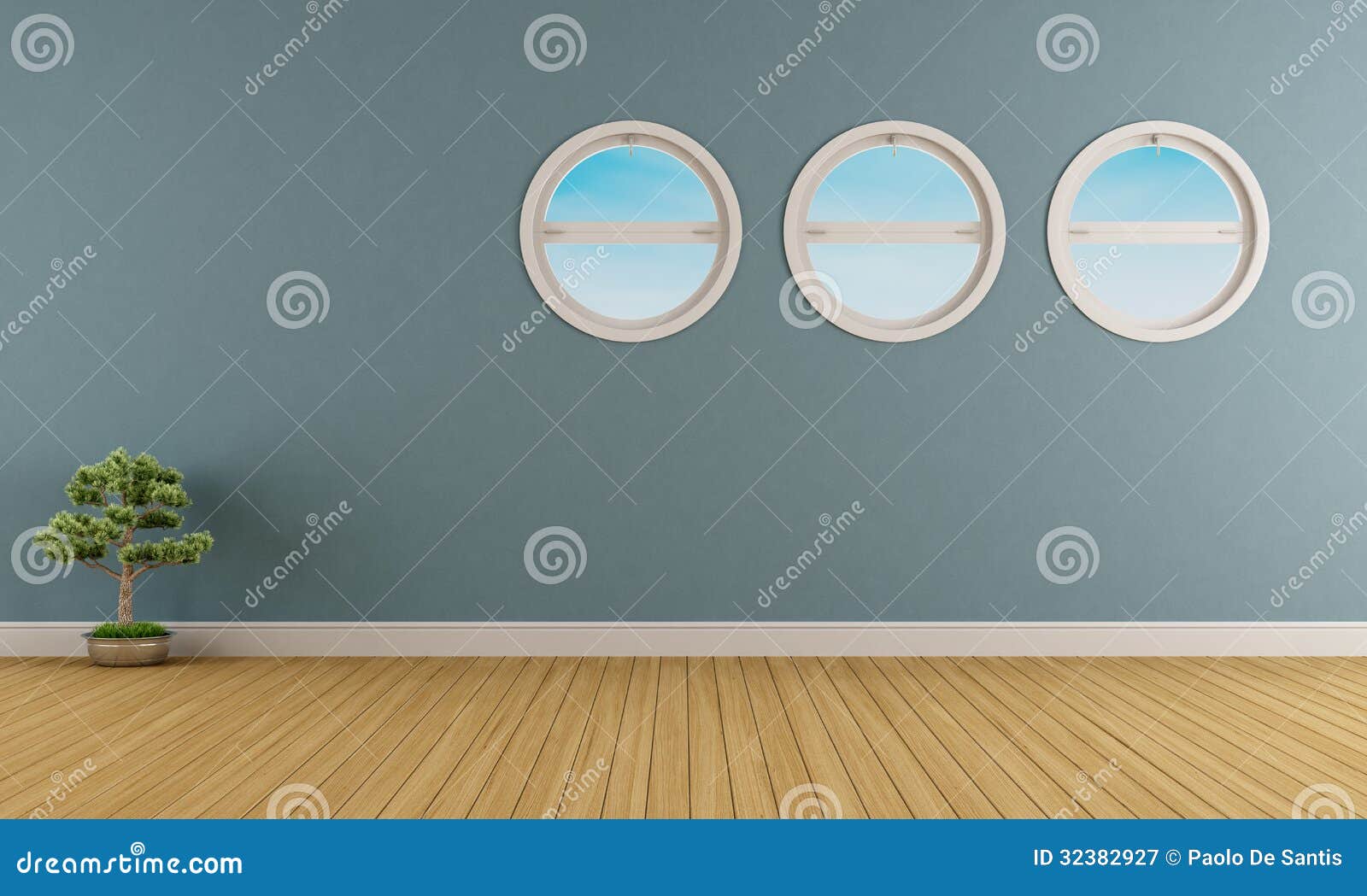 Empty blue interior stock illustration. Illustration of floor - 32382927