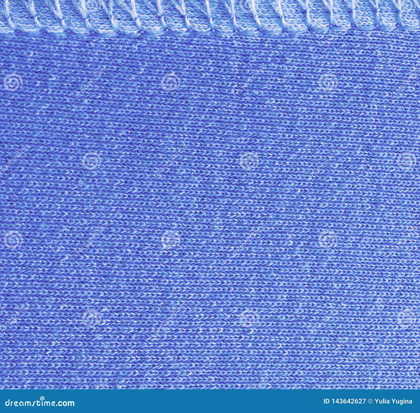 Empty Blue Knitted Fabric with Decorative Elements, Knit Texture with ...