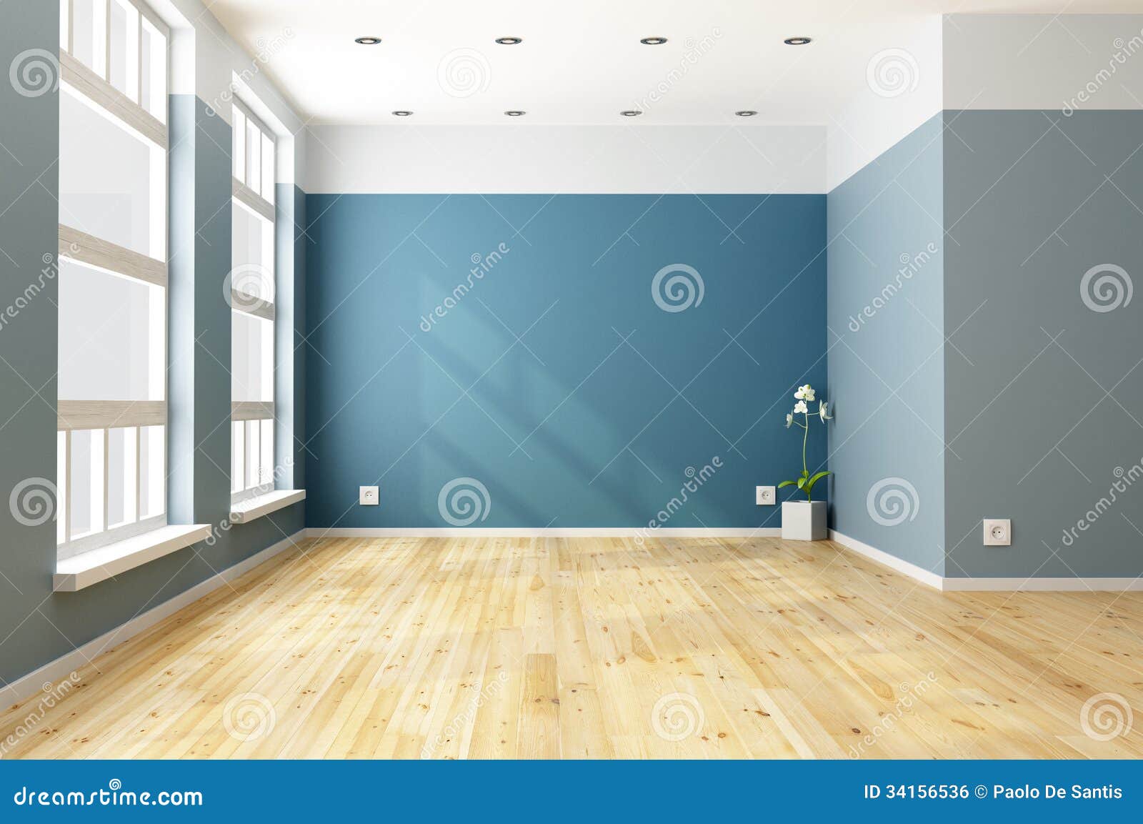 Empty blue living room stock illustration. Illustration of room - 34156536