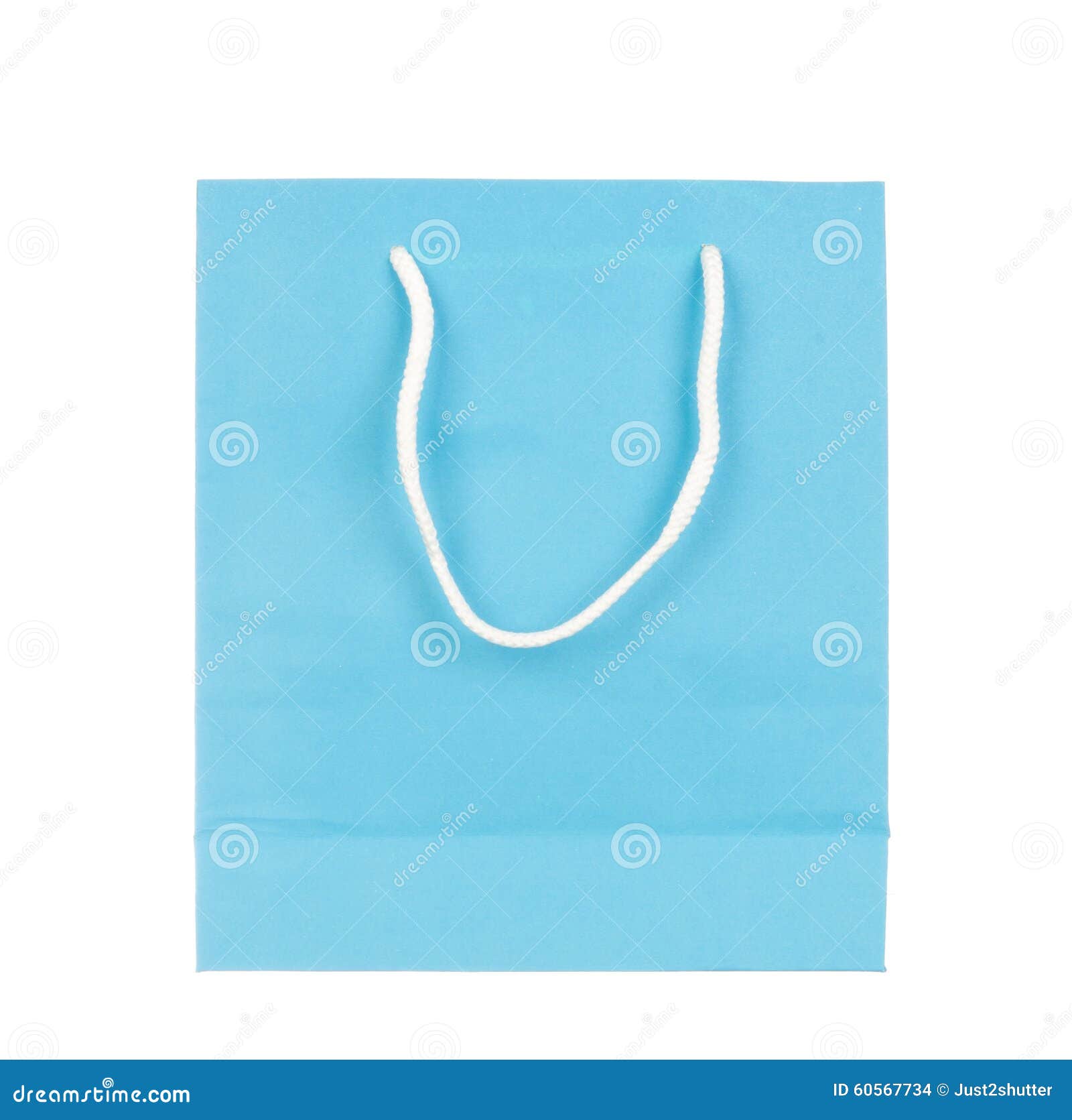 Empty Blue Paper Bag Isolated on White Stock Photo - Image of isolated ...