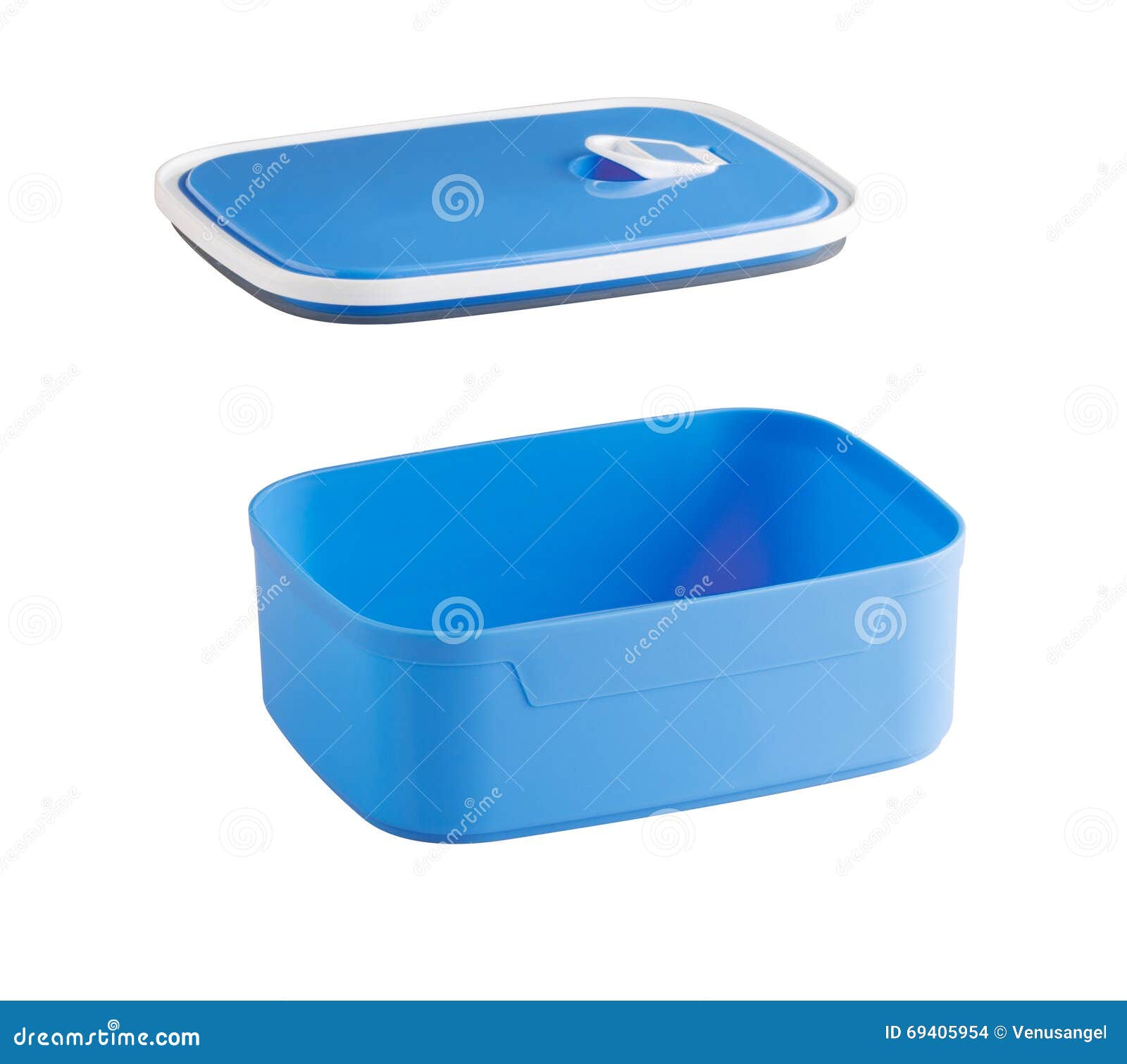 Empty Blue Plastic Food Box Stock Photo - Image of storage, package ...