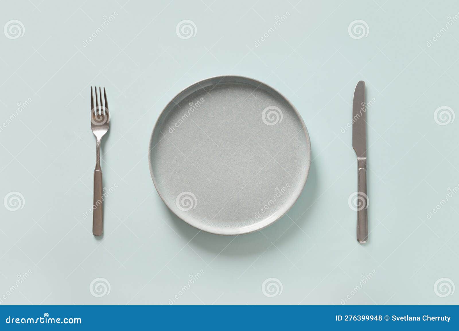 Empty Blue Plate on Blue Kitchen Background. Stock Photo - Image of ...