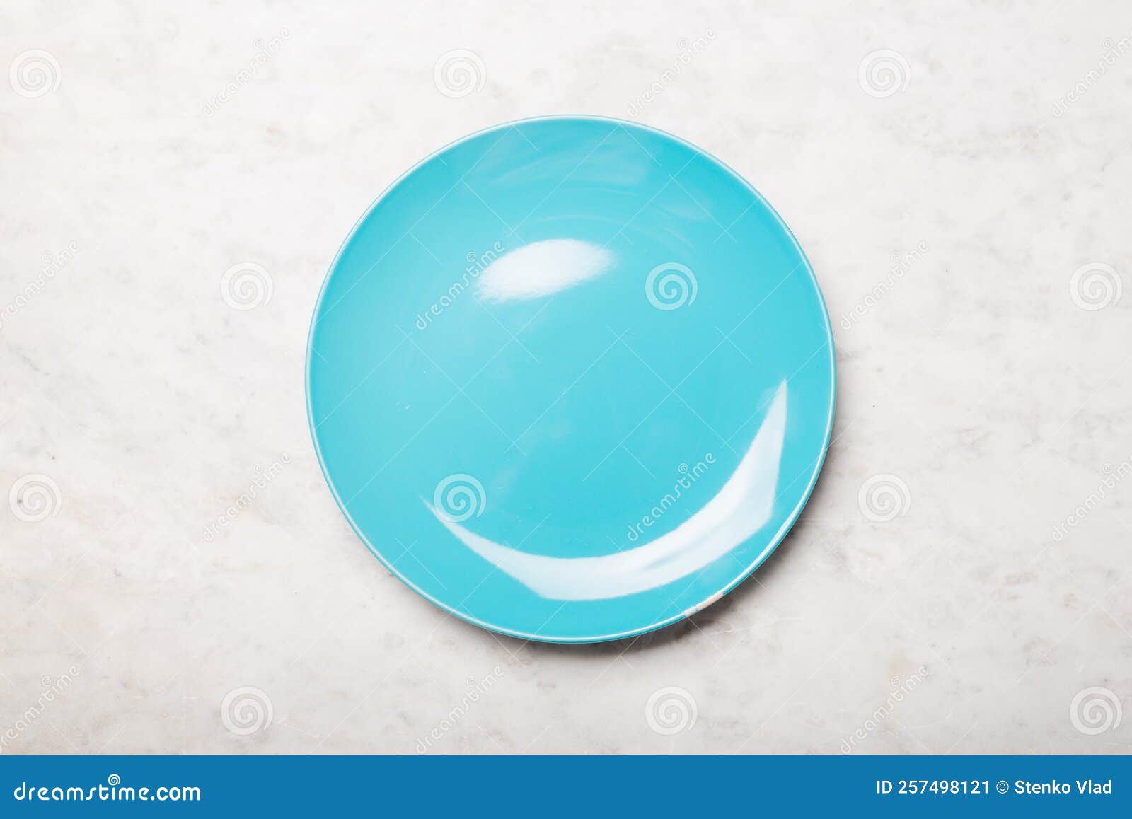 Empty Blue Plate on a Light Marble Background Stock Image - Image of ...