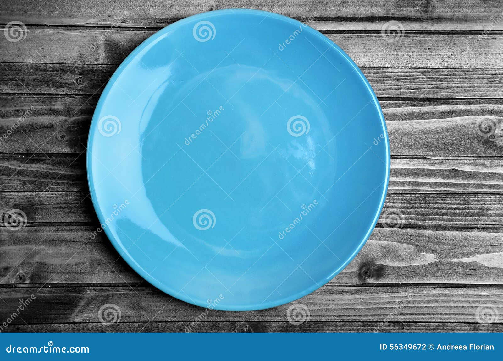 Empty blue plate on table stock photo. Image of gray - 56349672