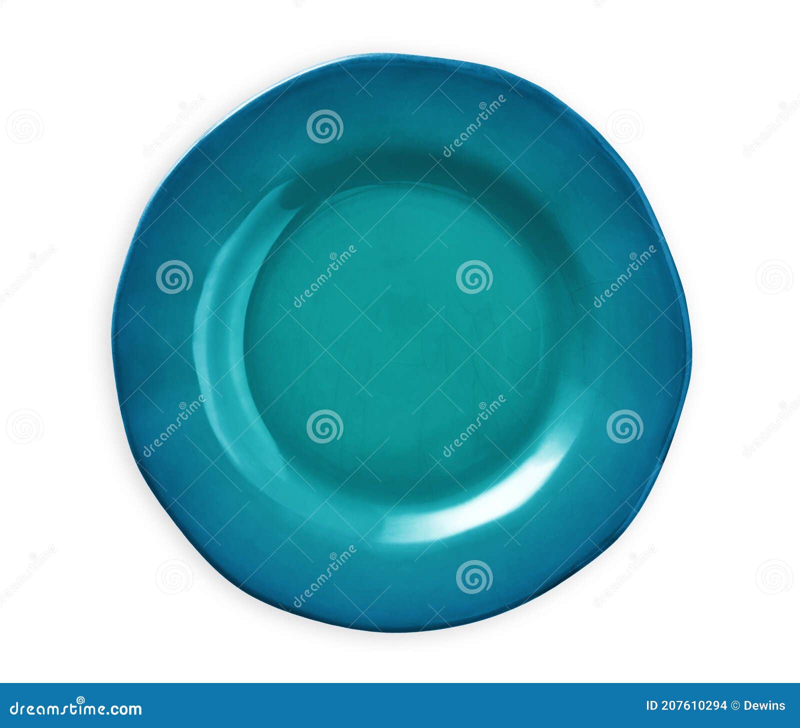 Empty Blue Plate with Wavy Edge, Blue Ceramics Plate, Isolated on White ...