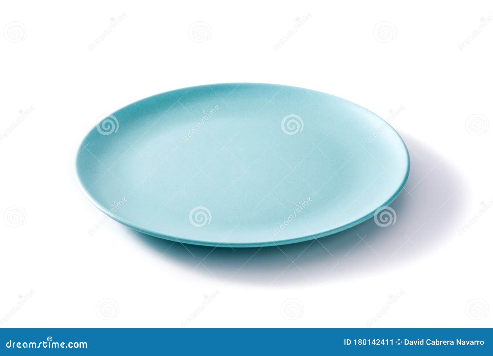 Empty Blue Plate on White Background Stock Image - Image of crockery ...