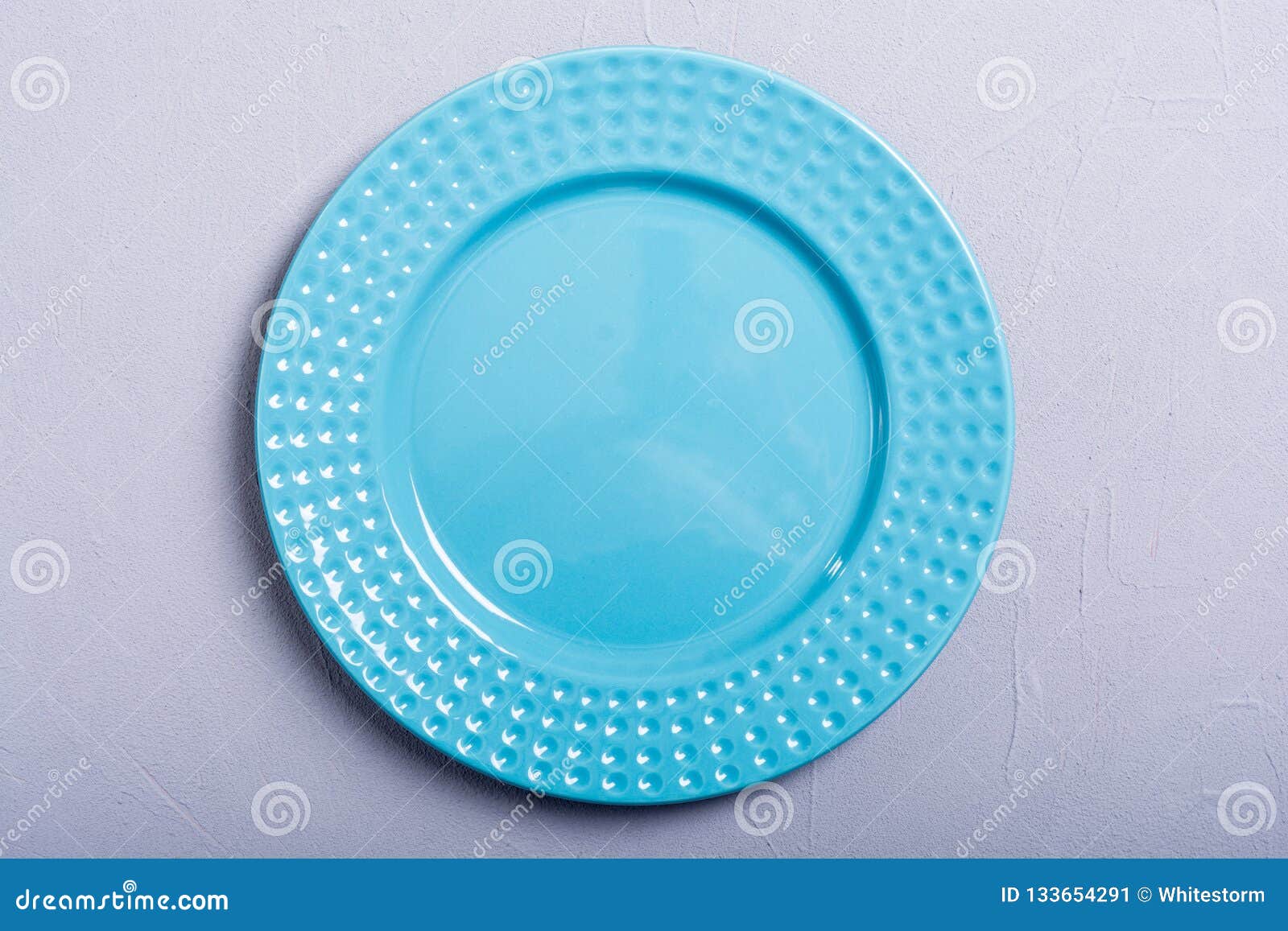 Empty Blue Plate on Wooden Table Stock Image - Image of copy, object ...