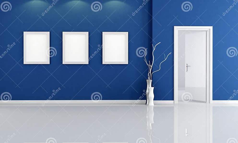Empty blue room stock illustration. Illustration of relax - 18382233