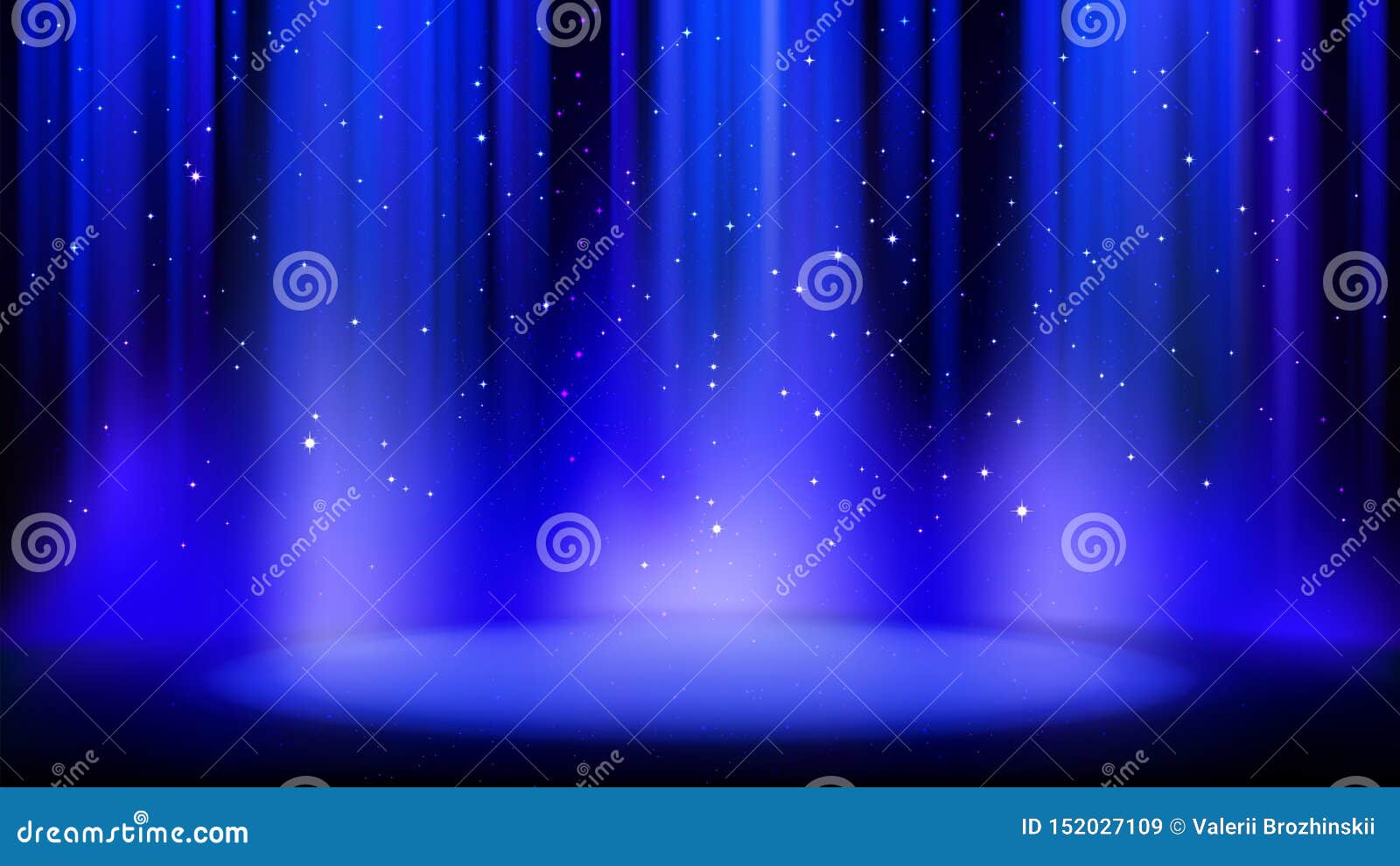 Empty Blue Scene with Dark Background, Place Lit by Soft Spotlight ...