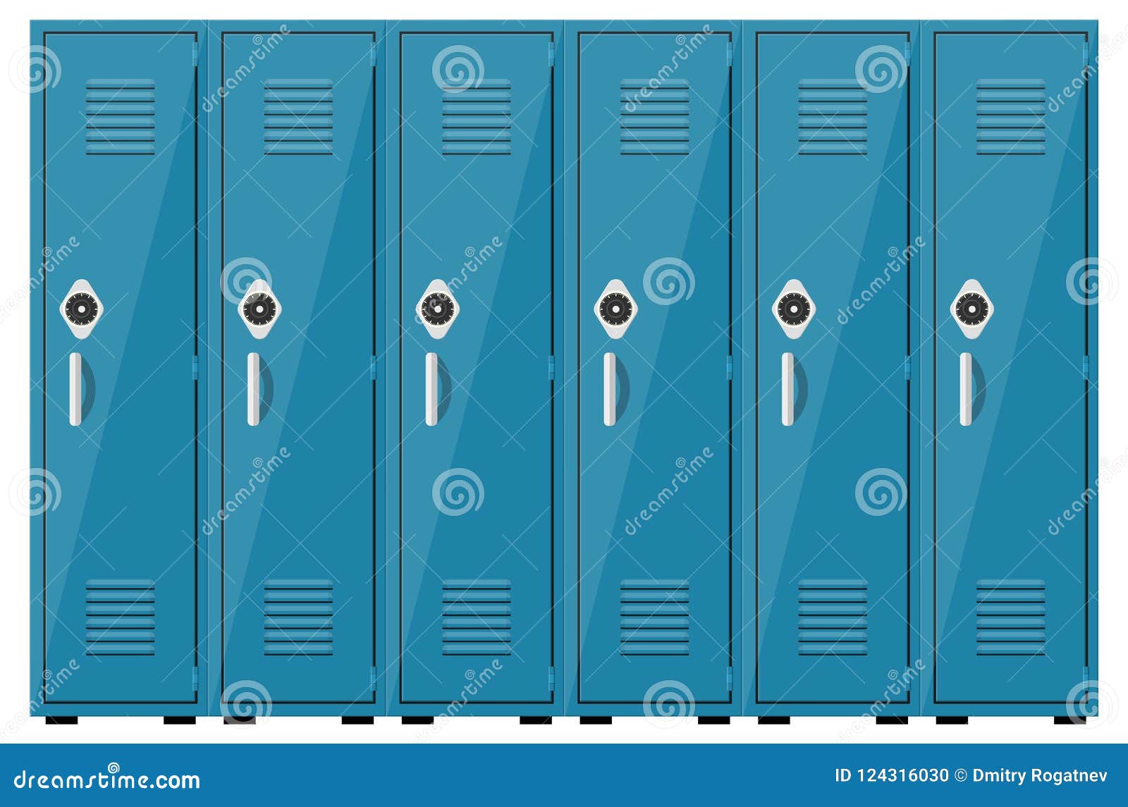 Empty blue school lockers stock vector. Illustration of object - 124316030