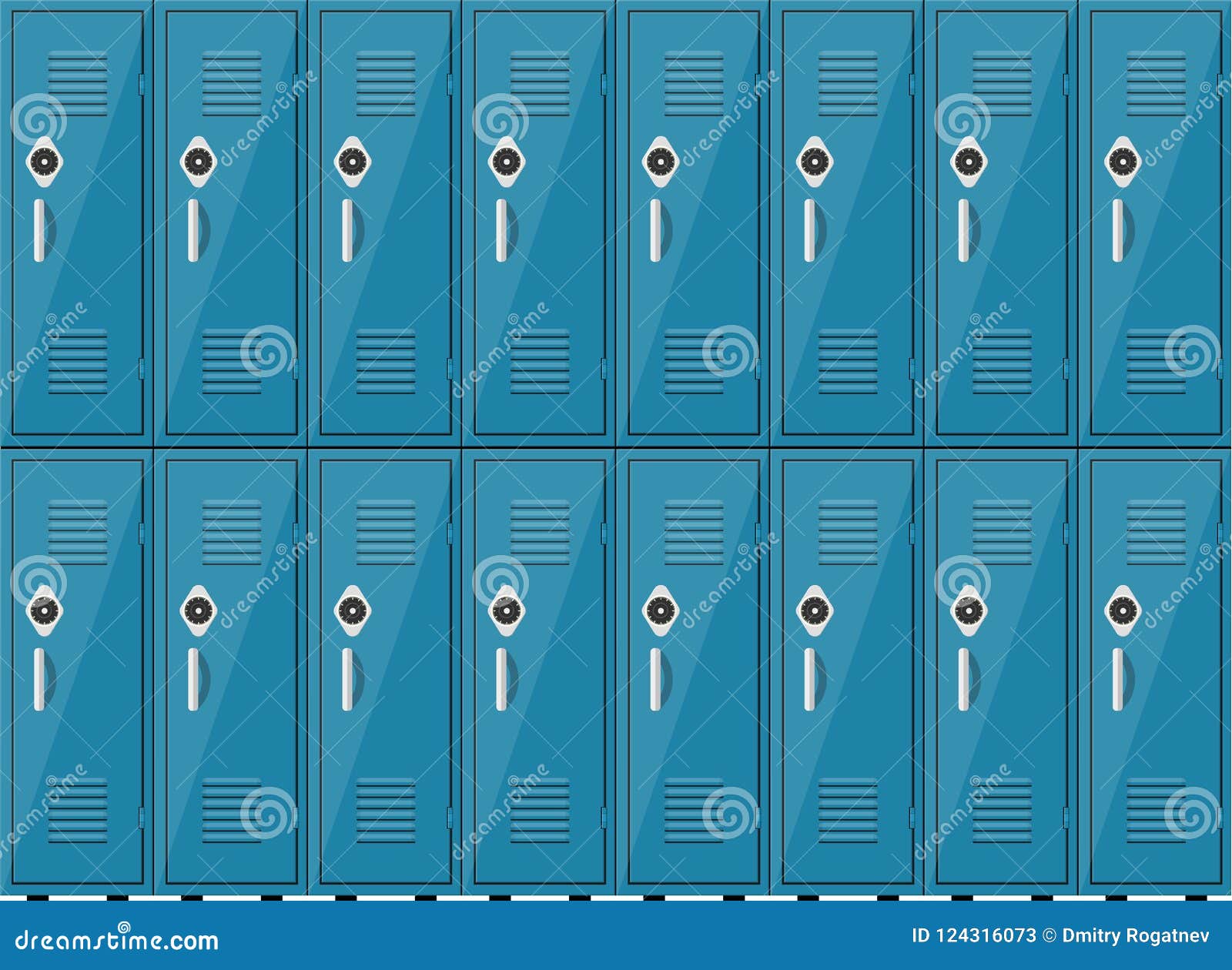 Empty blue school lockers stock vector. Illustration of back - 124316073