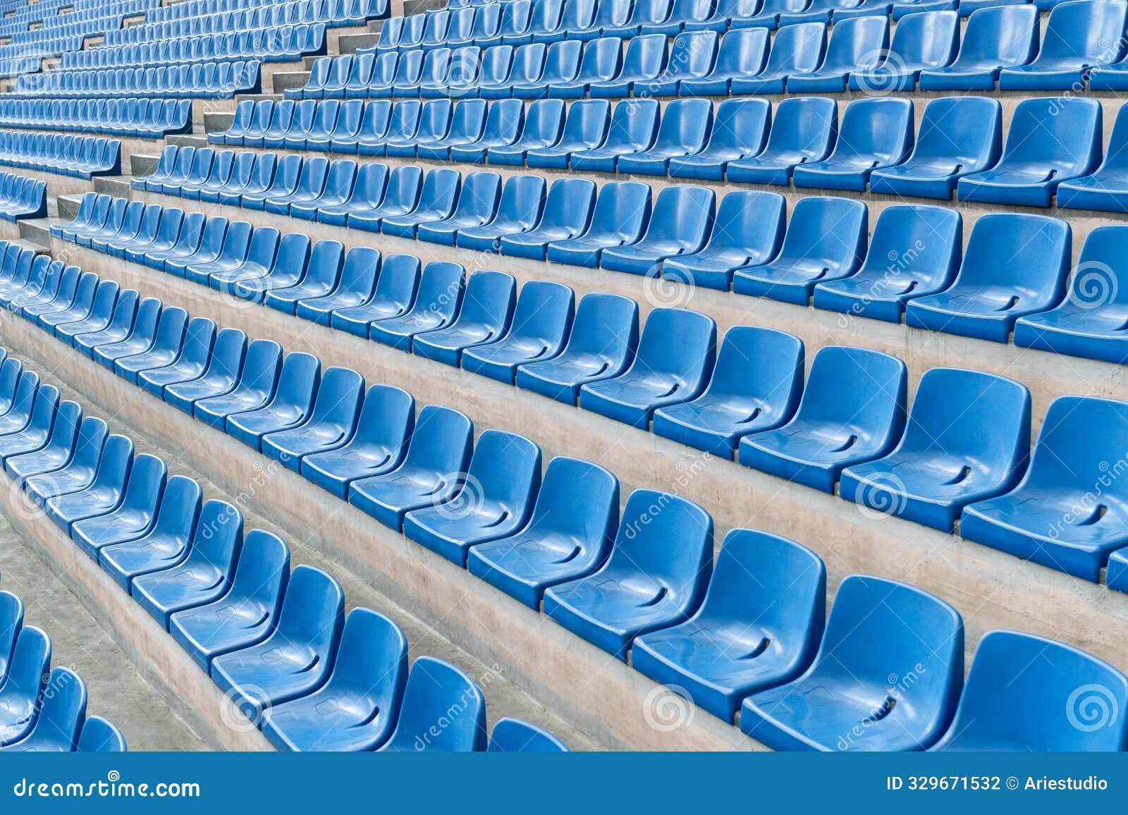 Empty Blue Seats in a Soccer Stadium, Arranged in Rows for Sporting and ...