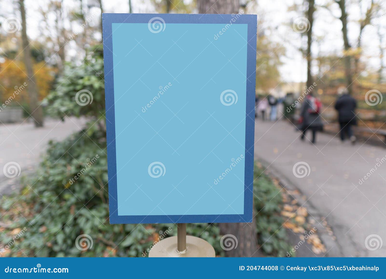 Empty Blue Sign Board at Park Area. Stock Photo - Image of banner ...