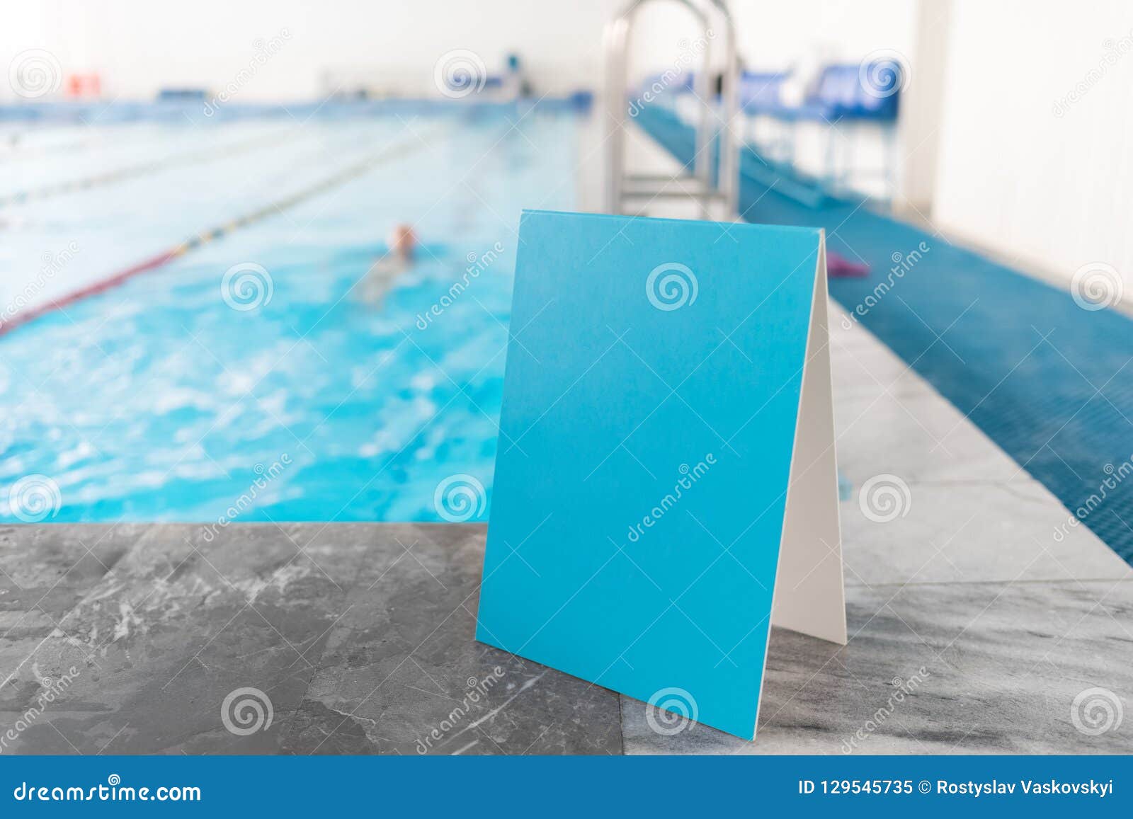Empty Blue Sign Near the Swimming Pool. Stock Image - Image of active ...